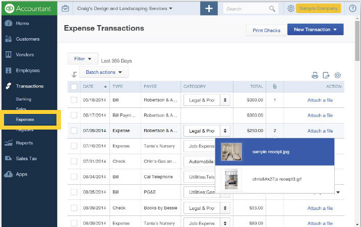 Expense Transactions In QuickBooks